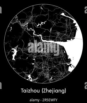 City Map Taizhou Zhejiang China Asia blue print round Circle vector ...