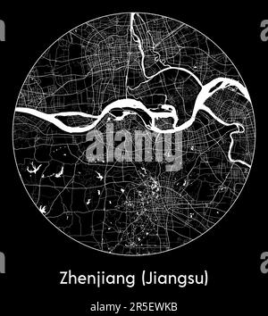 City Map Asia China Zhenjiang (Jiangsu) vector illustration Stock ...