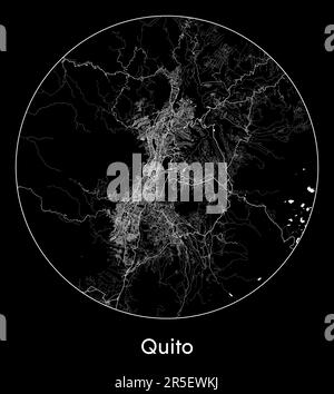 City Map Quito Ecuador South America blue print round Circle vector ...