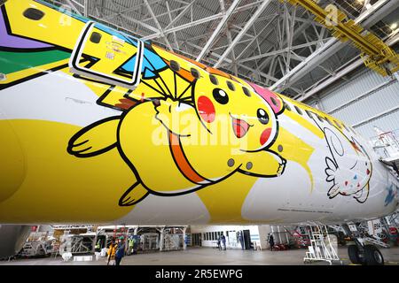 Tokyo, Japan. 3rd June, 2023. Pokemon's character Pikachu show their ...