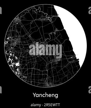 City Map Yancheng China Asia blue print round Circle vector ...