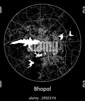 City Map Bhopal India Asia vector illustration black white Stock Vector ...