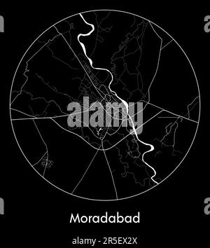 City Map Moradabad India Asia vector illustration black white Stock ...