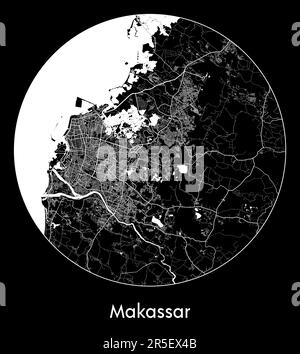 City Map Makassar Indonesia Asia vector illustration black white Stock ...