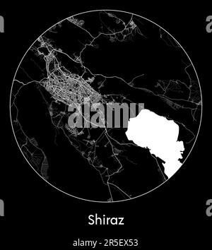 City Map Shiraz Iran Asia vector illustration black white Stock Vector ...