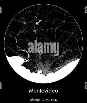City Map Montevideo Uruguay South America blue print round Circle ...