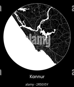 City Map Kannur India Asia vector illustration black white Stock Vector ...