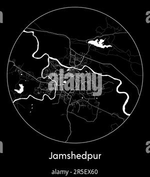 City Map Jamshedpur India Asia vector illustration black white Stock ...