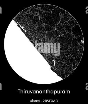 City Map Thiruvananthapuram India Asia vector illustration black white ...
