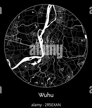 City Map Wuhu China Asia vector illustration black white Stock Vector ...
