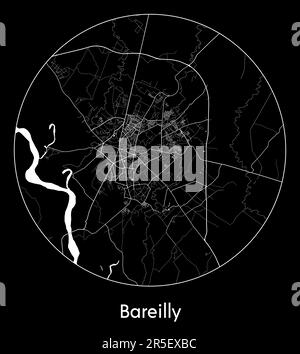 Bareilly India Asia City map blue print vector illustration Stock ...