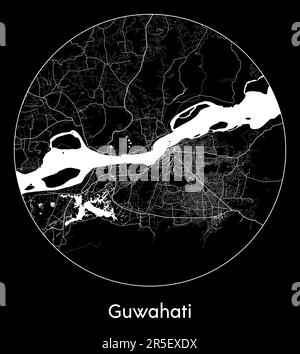City Map Guwahati India Asia vector illustration black white Stock ...