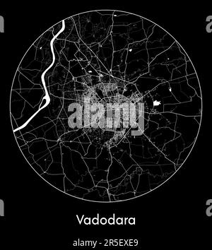 Vadodara India Asia City map blue print vector illustration Stock ...