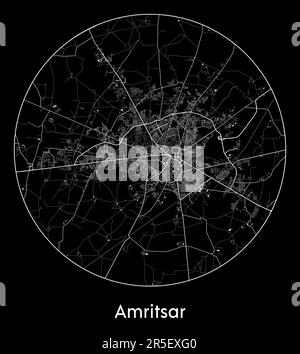 City Map Amritsar India Asia vector illustration black white Stock ...