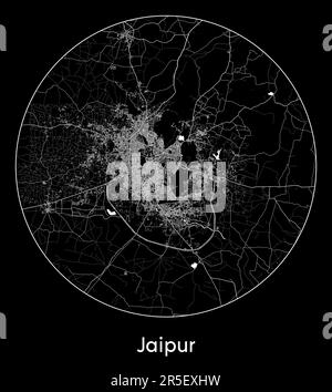 City Map Jaipur India Asia blue print round Circle vector illustration ...