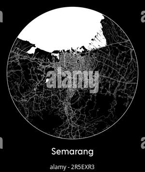 Semarang Indonesia Asia City map blue print vector illustration Stock ...