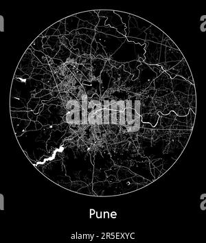 City Map Pune India Asia vector illustration black white Stock Vector ...