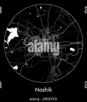 City Map Nashik India Asia blue print round Circle vector illustration ...