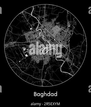 City Map Baghdad Iraq Asia vector illustration black white Stock Vector ...