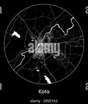 Kota India Asia City map blue print vector illustration Stock Vector ...