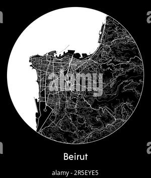 City Map Beirut Lebanon Asia vector illustration black white Stock ...