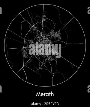 City Map Merath India Asia vector illustration black white Stock Vector ...