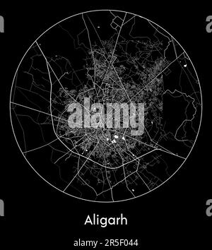 Aligarh India Asia City map blue print vector illustration Stock Vector ...