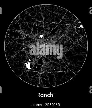 City Map Ranchi India Asia vector illustration black white Stock Vector ...