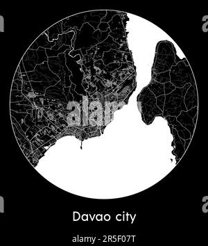 Davao city Philippines Asia City map blue print vector illustration ...