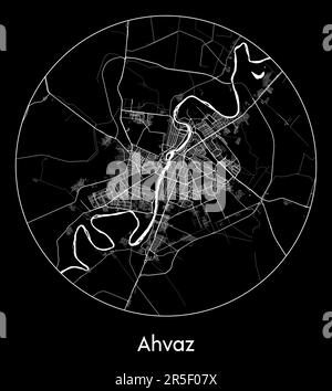 City Map Ahvaz Iran Asia vector illustration black white Stock Vector ...