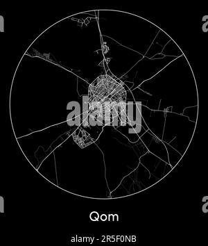 City Map Qom Iran Asia vector illustration black white Stock Vector ...