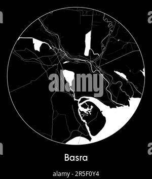 City Map Basra Iraq Asia vector illustration black white Stock Vector ...