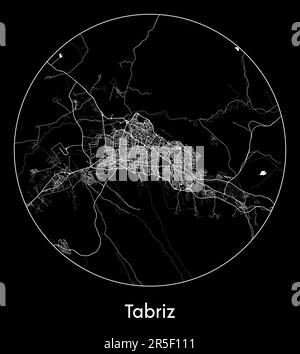 City Map Tabriz Iran Asia blue print round Circle vector illustration ...