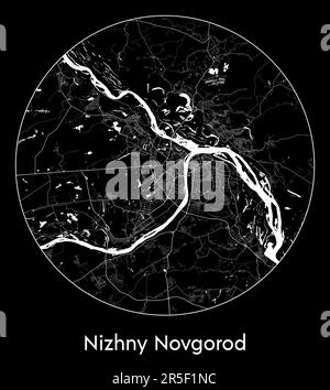 City Map Nizhny Novgorod Russia Europe vector illustration black white ...