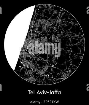 City Map Tel Aviv-Jaffa Israel Asia vector illustration black white ...