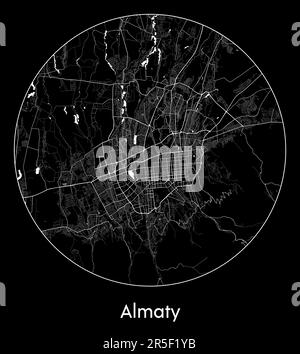 City Map Almaty Kazakhstan Asia vector illustration black white Stock ...