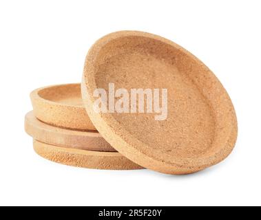 Wooden kitchen boards and cork plates on white background Stock Photo ...