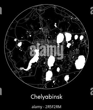City Map Chelyabinsk Russia Asia vector illustration black white Stock ...