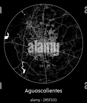 City Map Aguascalientes Mexico North America vector illustration black ...
