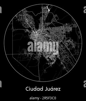 Ciudad Juarez Mexico City Map in Retro Style. Outline Map. Vector ...