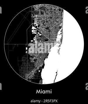 City map Miami, travel vector poster design detailed plan of the city ...