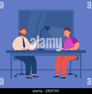 Interrogating interview in department of police station vector ...