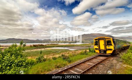 Strathcarron Scotland a ScotRail train arriving at Attadale Station ...
