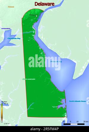 Delaware state political map Stock Photo - Alamy