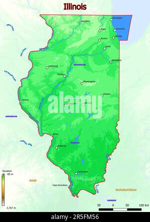 Political map of Illinois Stock Photo - Alamy