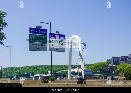 Traffic signs, Pont Saint Cloud area, directing cars to the A10 and A13 ...