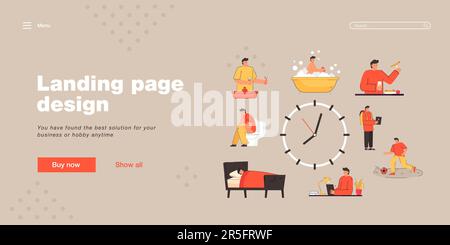 Diagram of kids daily routine by hour flat vector illustration Stock ...