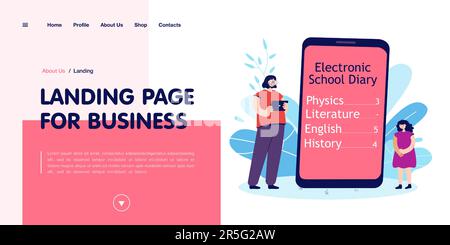 Electronic school diary flat vector illustration Stock Vector Image ...