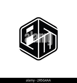 AW Letter Logo monogram hexagon shape with ornament abstract isolated outline design template ...