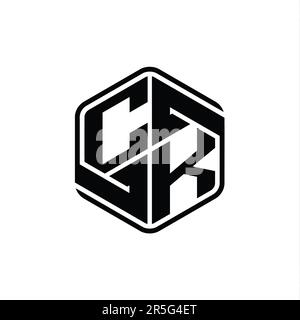 CK Letter Logo monogram hexagon emblem shape with stripes outline style ...